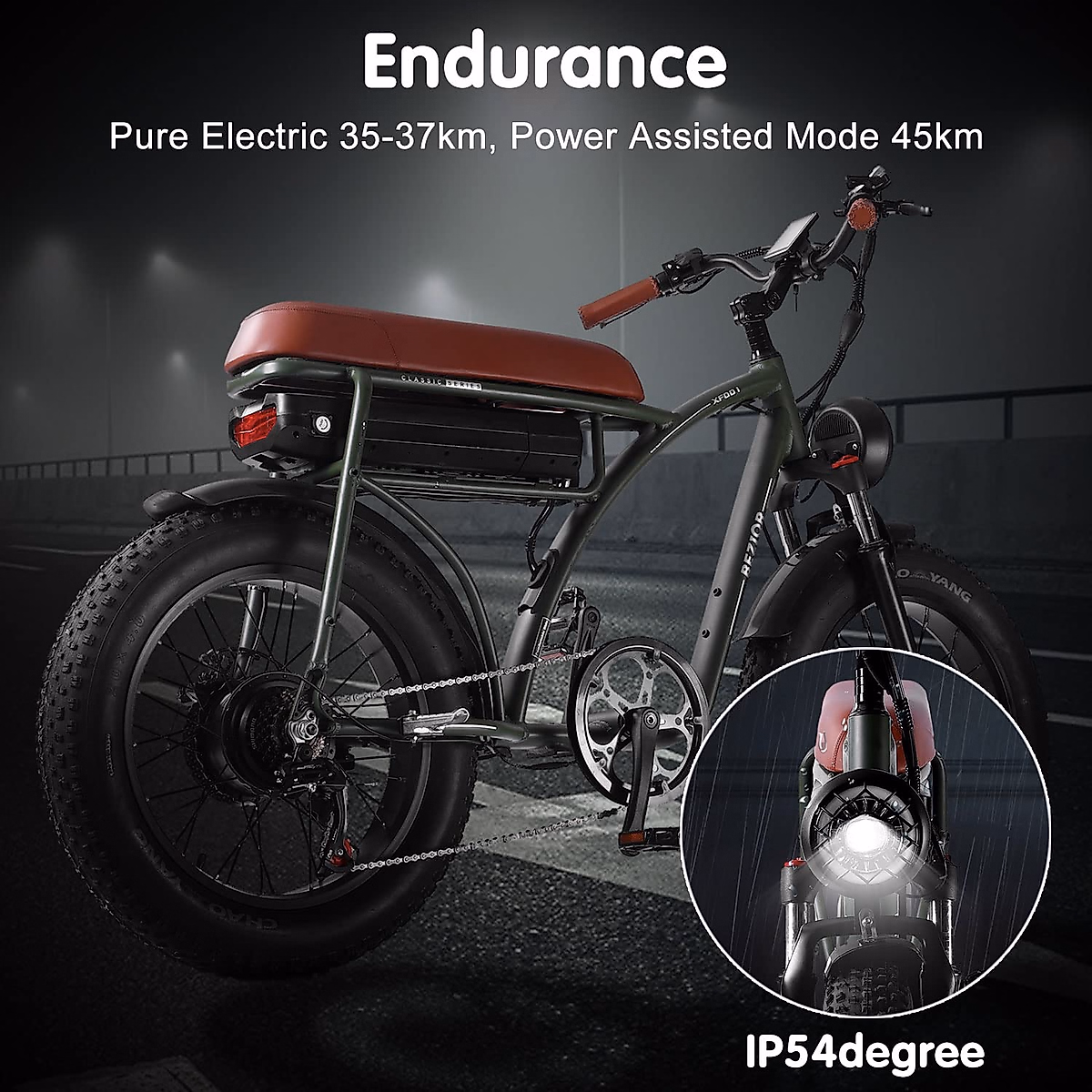 Bezior Electric Bike for Adults, 1000W 48v 12.5Ah Removable Lithium Battery, 20" x 4.0 Fat Pneumatic Tire, 7-Speed Gear Ebikes, Speed up to 45km/h, Snow Beach Mountain E-Bike, Manned XF001 Black