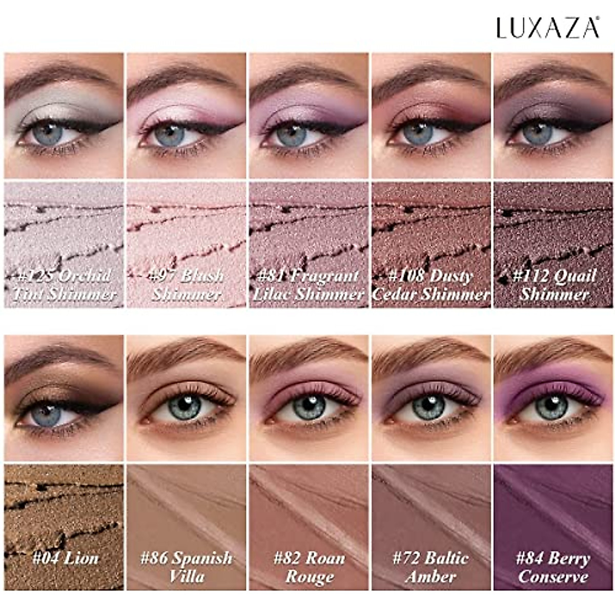 LUXAZA 10PCS Eyeshadow Stick Set, Shimmer And Neutral Brown Metallic Eye Shadow sticks,Cream Eyeshadow Pencil Crayon with Smudge-proof & Waterproof,Eye Brightener Stick Makeup Sets