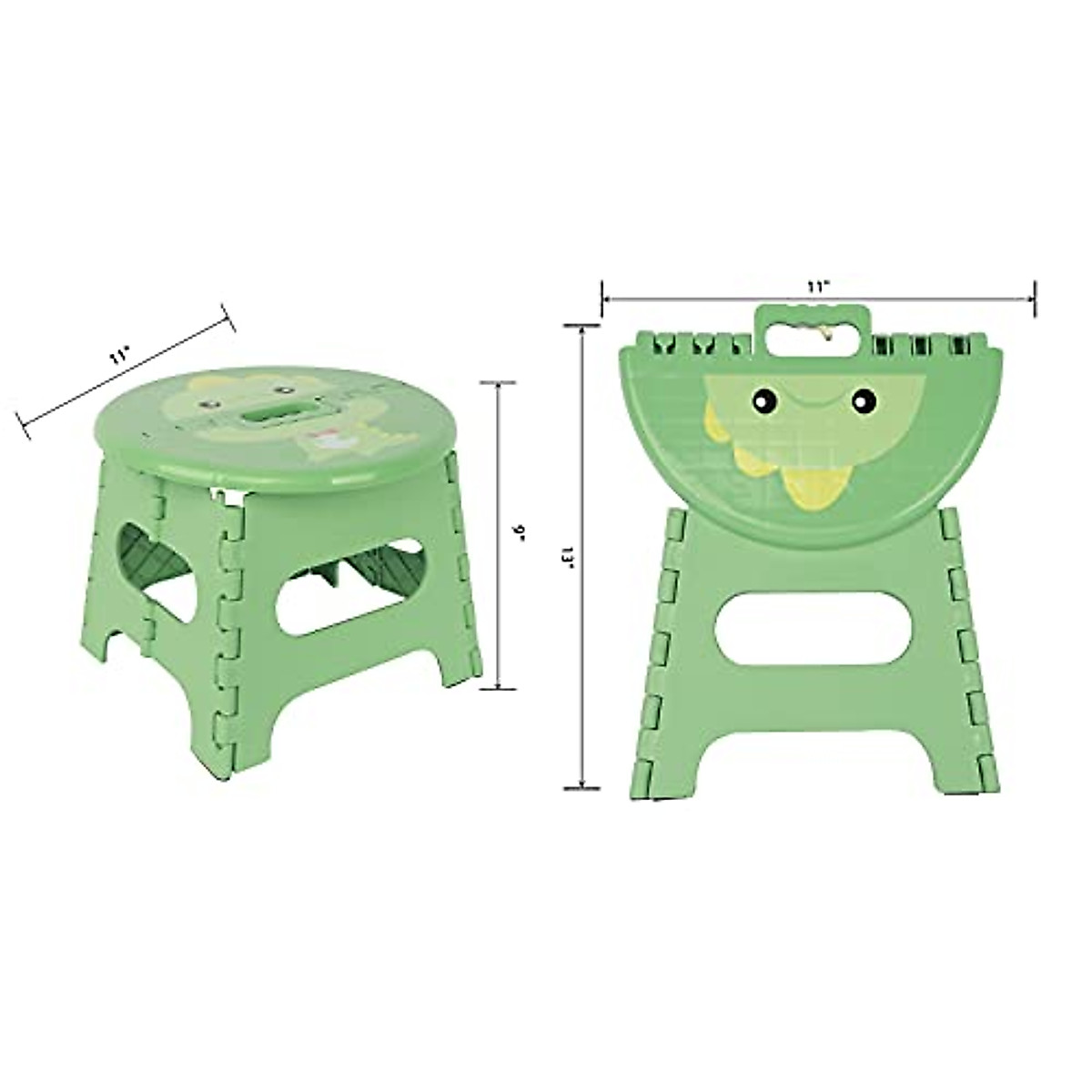 famobay Home Foldable Step stools - Round Cartoon Seat -11 Inches Wide & 9 Inches Tall - 300 lbs Capacity - Light Weight Plastic Design (Dinosaur, 1)