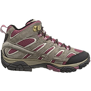 Merrell Women's Moab 2 Mid Waterproof Hiking Boot, Boulder/Blush, 10 M US