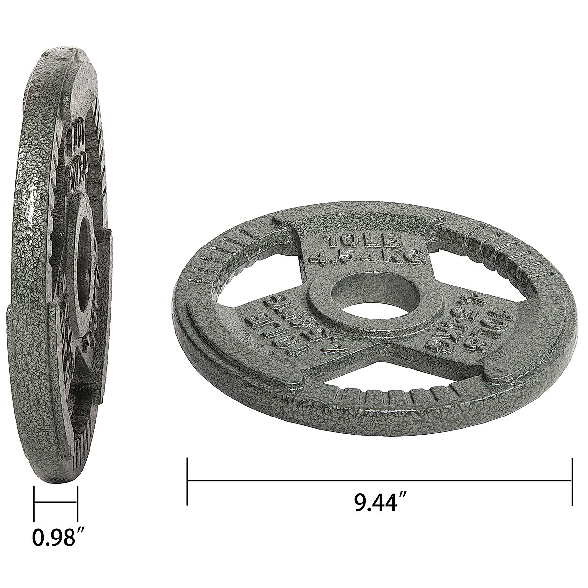 Signature Fitness Cast Iron Plate Weight Plate for Strength Training and Weightlifting, 2-Inch Center, 10LB (Single)