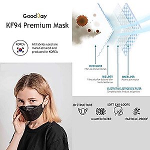 (Pack of 20) KF-94 Kids Black Face Mask, Individual Pack Youth, 4-Layer Filters Disposable, Made in Korea