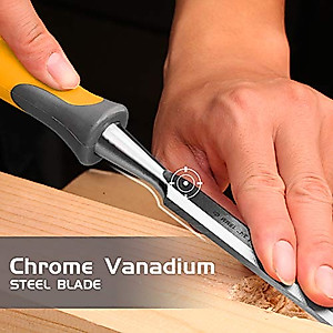 TOLESA 5-Piece Wood Chisel Sets, Cr-V and Soft Grip with Hammer End Wood Chisel Kit for Carpentry, Woodworking