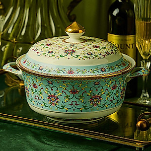 Porcelain Dinner Set Kitchen Tableware Set,Ceramics Dinnerware Set, 50 Pieces Bone China Plates and Bowls Sets for Family Gathering - High-Grade Enamel Dinner Set with Fruit Dish