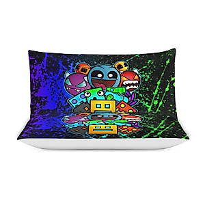 TKBIIuds Pompomlam Geo-me-Try Da-sh Bed Sheet Duvet Cover Set Print Pattern Soft 3-Piece Bedding Set with 2 Pillow Shams 86"x70"