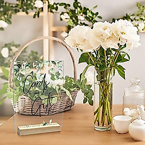 4 Pcs Acrylic Wedding Signs for Ceremony and Reception 8 x 6 Inch Wedding Reception Signs with Wooden Stand Memorial Reserved Table Signs Clear Cards and Gifts Sign for Wedding Guest Book Signs