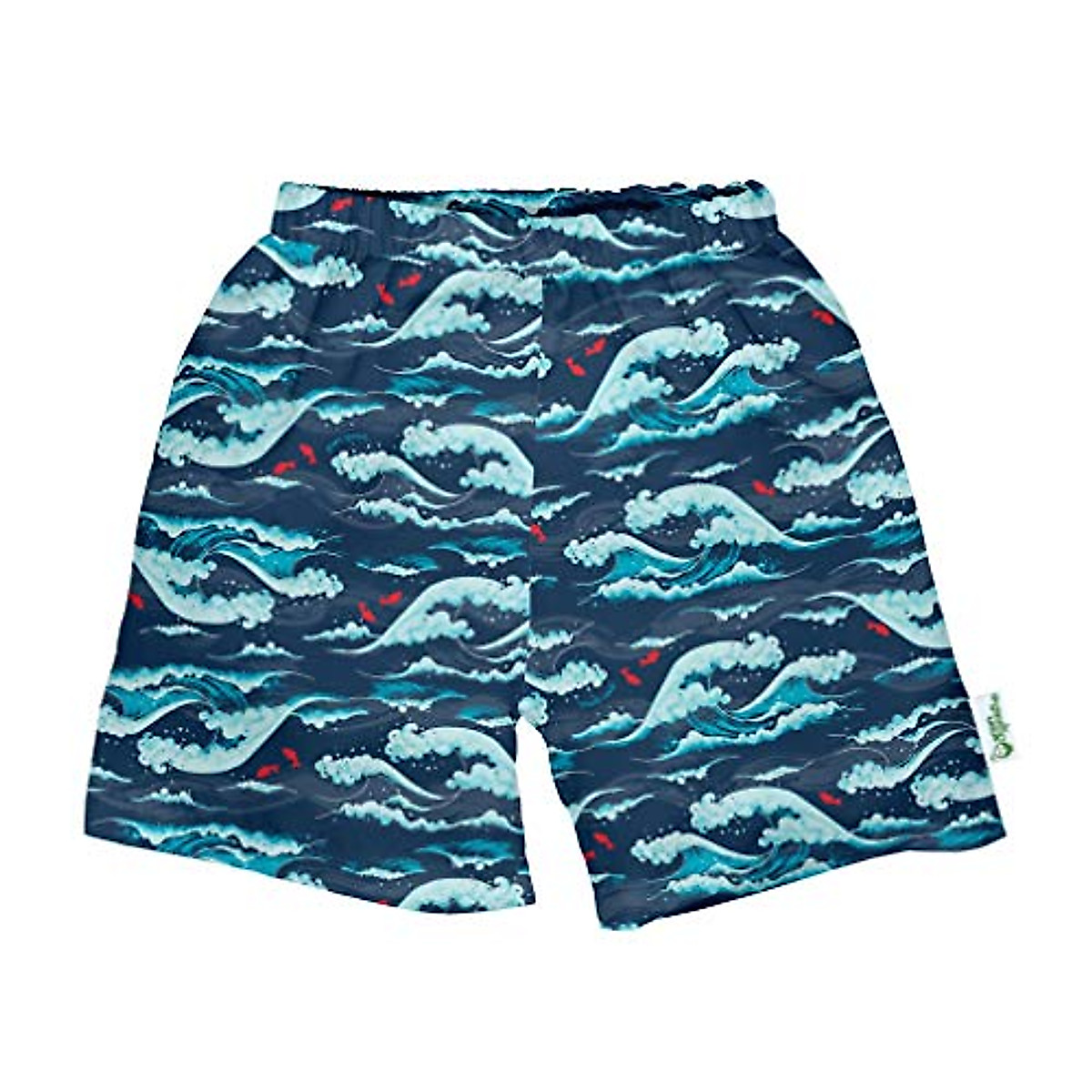 green sprouts Boys' Trunks with Built-in Reusable Swim Diaper, Navy Tidal Waves, 3T