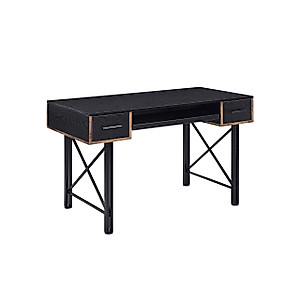 Acme Settea Wooden Top Computer Desk with 2 Drawers and Keyboard Tray in Black