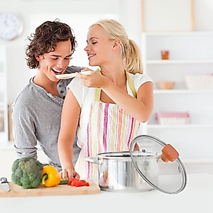 Universal Tempered Glass Lid ,saucepan Frying Pan Skillet Slow Cooker Pressure Cooker Cover,Replacement for Pan pot lids , Square Wood Lid Knob, Transparent glass for clear viewing,8.0"/20cm