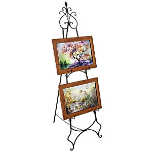 Displays2go Floor Easel, Holds 2 Frames, 65 Inch, Folding/Adjustable Design (EASSCRL65B)