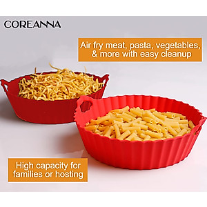COREANNA Air Fryer Liners - "2-Pack Silicone Air Fryer Silicone Liners - Reusable, Heat Resistant, and Easy to Clean Replacement Pot for Air Fryer Oven Accessories - "Red"
