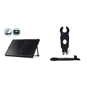 Renogy 100 Watt 12 Volt Monocrystalline Off Grid Portable Foldable 2Pcs 50W Solar Panel Suitcase Built-in Kickstand with Waterproof 20A Charger Controller & Solar Panel Connector Assembly Tool