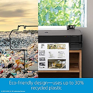 HP DesignJet T230 Large Format 24-inch Plotter Color Printer, with Modern Office Design (5HB07A)