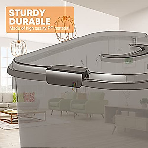 GONICVIN Plastic Storage Boxes, 70 L Storage Boxes with Lid, Stackable Plastic Storage Boxes, Storage Boxes with Handles for Home, Office (4 Packages, Black)