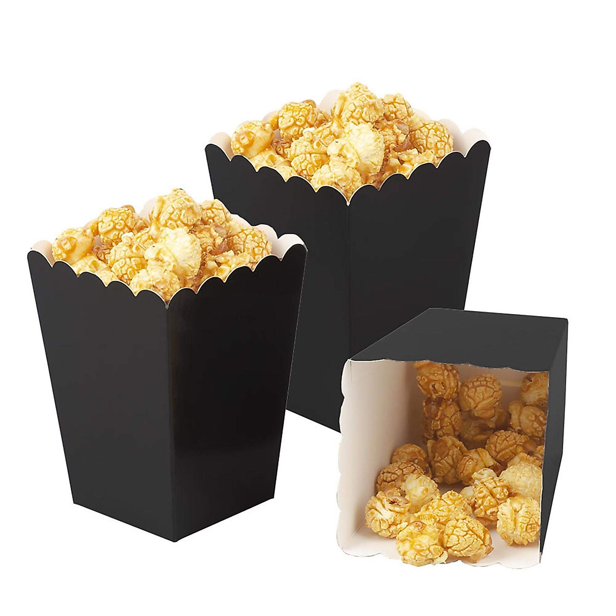 Black Popcorn Boxes Mini Paper Popcorn Box Cardboard Popcorn Container for Party, Pack of 12
