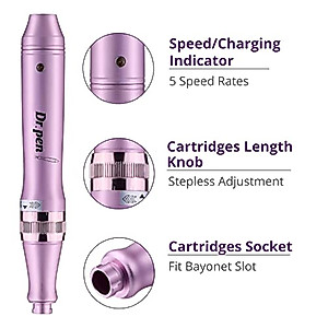 Dr. Pen Ultima M7 Professional Kit - Authentic Multi-function Wireless Derma Beauty Pen - Trusty Skin Care Tool Kit - 12pins (0.25mm) х2 + 36pins (0.25mm) х2 + Round Nano (0.25mm) x2 Cartridges