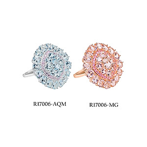 YoTreasure Aquamarine Pink Sapphire Solid 925 Sterling Silver Engagement Ring or Women