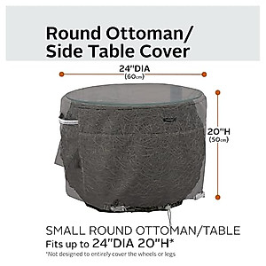 Classic Accessories Ravenna Water-Resistant 24 Inch Round Patio Ottoman/Table Cover, Outdoor Ottoman Cover