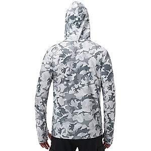 FISHEAL Men's Performance Fishing Hoodie Shirt - UPF 50+ Sun Protection Long Sleeve Thumbholes Shirts with Neck Gaiter