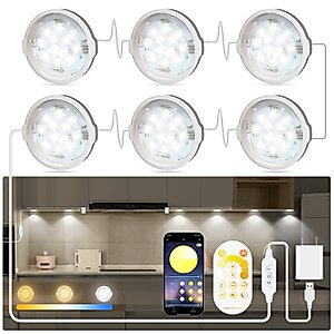 MATICOD Under Cabinet Lights Plug in Dimmable White LED Under Cabinet Lighting, Bluetooth Smart APP Remote Control Closet Lights Kitchen Lights, Under Counter Lights for Kitchen, Cabinet