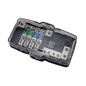 ZOOKOTO 0/4GA 4 Way Multi-Functional LED Car Audio Stereo ANL Fuse Holder with Ground Mini ANL Fuse Box Distribution Block 30A 60A 80A Fuses Grounding Block