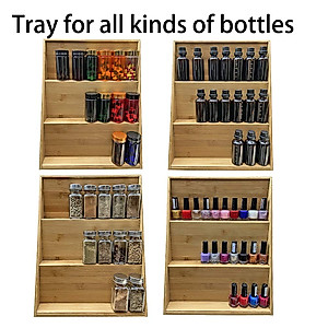 Simhoo Bamboo Spice rack In-Drawer Kitchen Cabinet Spice 18 Bottle Holder Tray for Storage/Organizer 3-Tier Insert