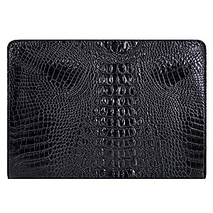 CLARA Crocodile Pattern Clutch Purse Oversized PU Leather Envelope Clutch Evening Handbag Black