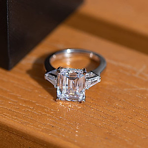 AINUOSHI Engagement Rings for Women 4ct Emerald Cut Cubic Zirconia CZ 925 Sterling Silver Wedding Rings Christmas Gifts for Women Anniversary Valentines Day Gifts for Her (7)