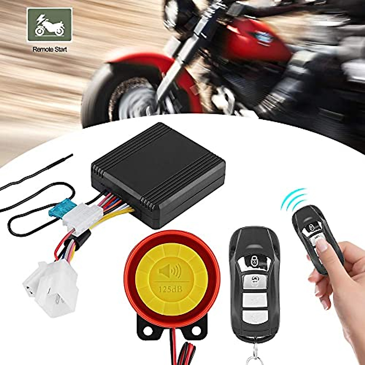 Motorcycle Alarm System, Akozon 12V Universal Motorcycle Wireless Anti-Theft Security Alarm System with 2 Remote Control for Motorcycle Alarm System for car Alarm System
