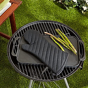 RSVP International Barbeque Grilling Collection Heat Resistant Gloves, 17.7", Fleece Lined, Suede Leather