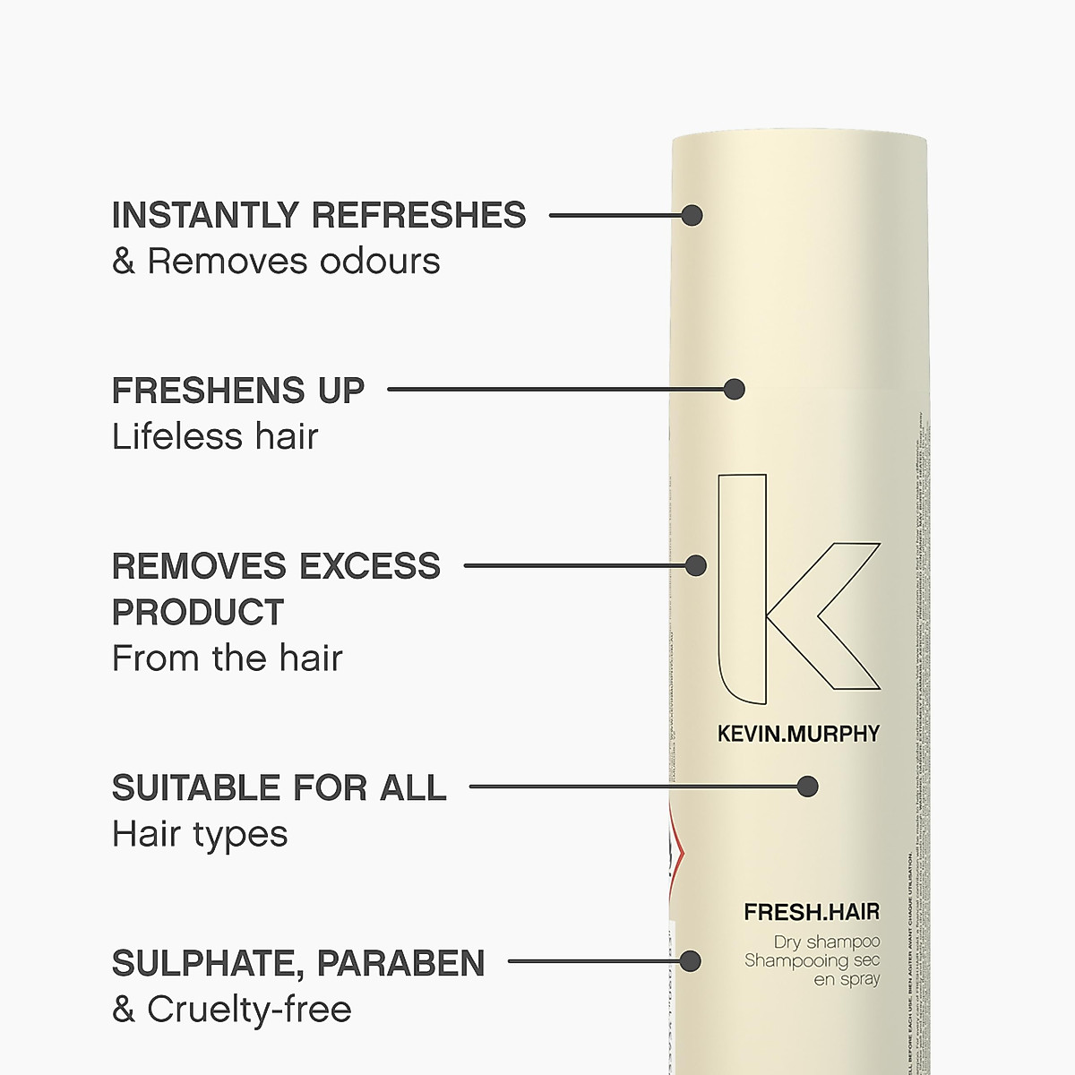 KEVIN.MURPHY FRESH.HAIR - Dry Shampoo Spray - For All Hair Types - Dry Shampoo for Fresh Hair - Sulphate-Free Dry Shampoo - Hair Care - 250 mL / 8.45 fl oz