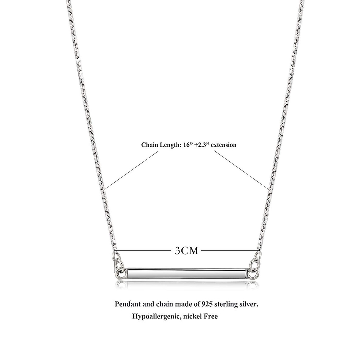 CISHOP Minimalist Balance Sterling Silver Bar Pendant Necklace for Women