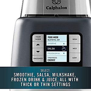 Calphalon Blender for Shakes, Smoothie, Salsa, Milkshake, Frozen Drinks, and Juices with 68-oz BPA-Free Tritan Jar and 24-oz Portable Blender Bottle, ActiveSense 1200-Watt Motor, Dark Stainless Steel