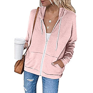 SMIDOW Womens Oversized Zip Up Hoodies Sweatshirt Fall y2k Clothes Teen Girls Casual Lightweight Drawstring Hoodie Jacket
