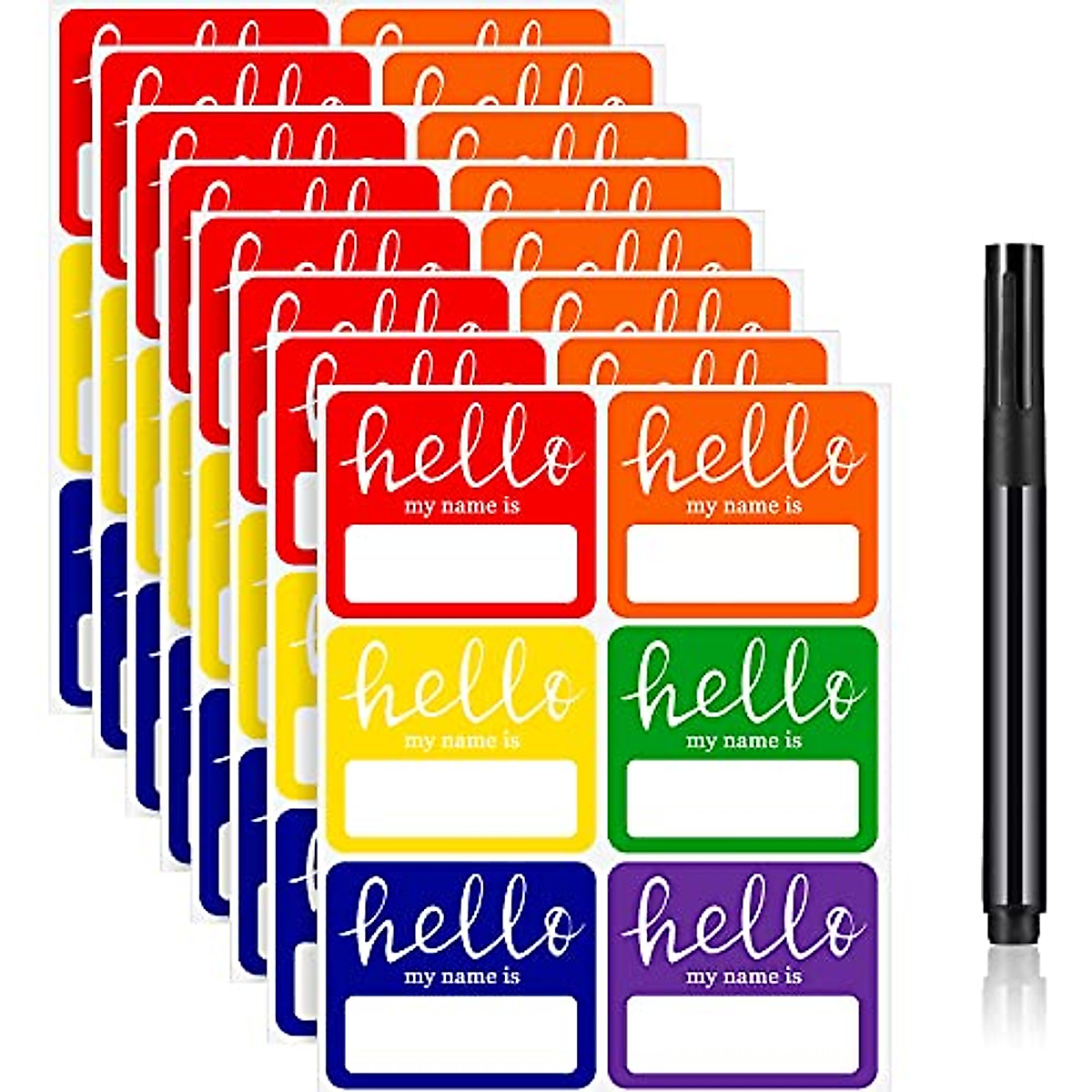 120 Name Tags with Marker for School, Office & Home Use