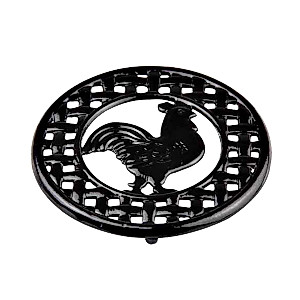 Home Basics Cast Iron Rooster (Black) Trivet, 8" x 8" x .62"