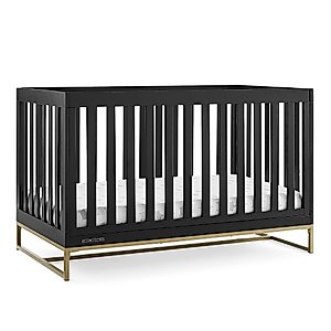 Delta Children Jade 4-in-1 Convertible Crib - Greenguard Gold Certified, Ebony/Bronze