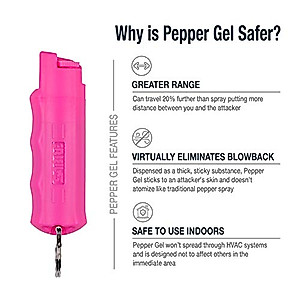 SABRE Campus Safety Pepper Gel with Quick Release Key Ring, 25 Bursts, 12-Foot (4-Meter) Range, Gel is Safer, Ergonomic Finger Grip