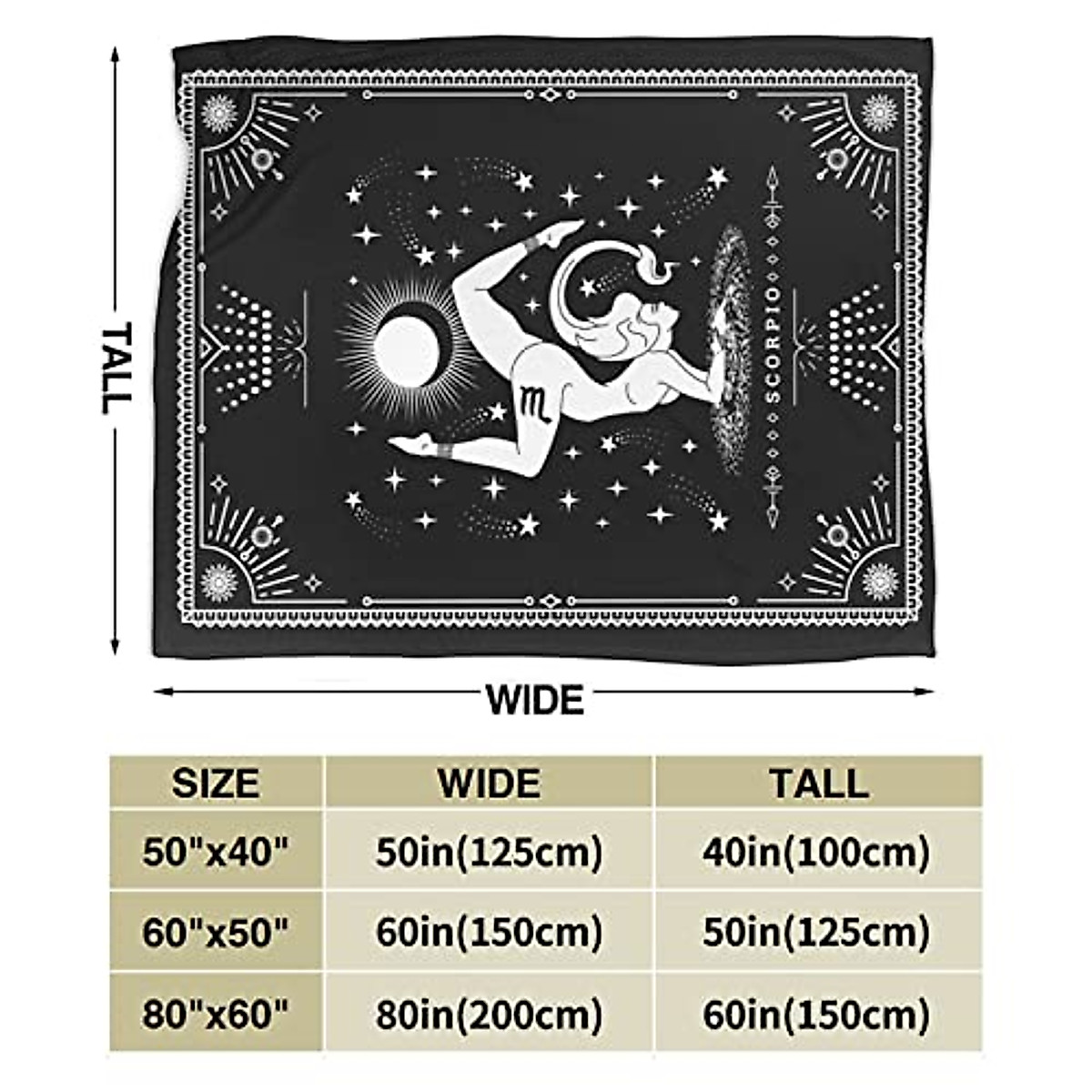 Scorpio Constellation Blanket Zodiac Sign Throw Blanket Astrology Flannel Blanket Birthday Gifts for Women Men 40"X50"