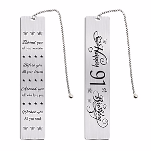 Jzxwan Happy 91st Birthday Gifts for Women Men, 91 Year Old Birthday Bookmark, Female 91 Yr Old Bday Card Gift Ideas, 1933 Birthday Book Mark for Woman Man, 91st Birthday Decorations, 91 st Bd Present