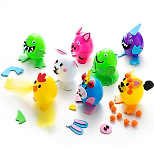 JOYIN 12 Sets Easter Eggs Decorating Craft Kit Toy for Kids, Easter DIY Animal Foam Craft Kits with Easter Eggs for Kids Easter Eggs Art Crafts Activities Easter Decorations, Easter Party Favors