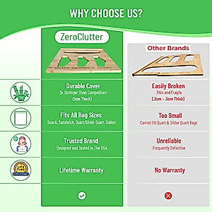 ZeroClutter Ziplock Bag Organizer for Kitchen Drawer: Fits Snack, Sandwich, Quart, Slider Quart, and Gallon Ziplock Bags; Bamboo Drawer Organizer for Kitchen Organization