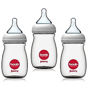 Joovy Boob Baby Bottles Made from Durable, Medical-Grade PPSU with CleanFlow Vent Technology to Prevent Nipple Collapse, Negative Pressure, and Colic Symptoms (9oz, 3pk)