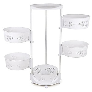 Multi-Layer Kitchen Storage Rack, 5 Tier Kitchen Storage Rack Rotating Vegetable Rack Floor-Standing, Fruit and Vegetable Storage Basket Floor-Standing Storage Rack for Home Kitchen Bathroom Salon