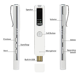 RecorderGear PR200 Bluetooth Cell Phone Call Recording Device, iPhone and Android Mobile Recorder