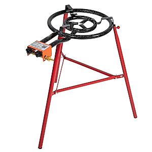 Garcima Tabarca Paella Pan Set with Burner, 20-Inch Carbon Steel Outdoor Pan and Reinforced Legs