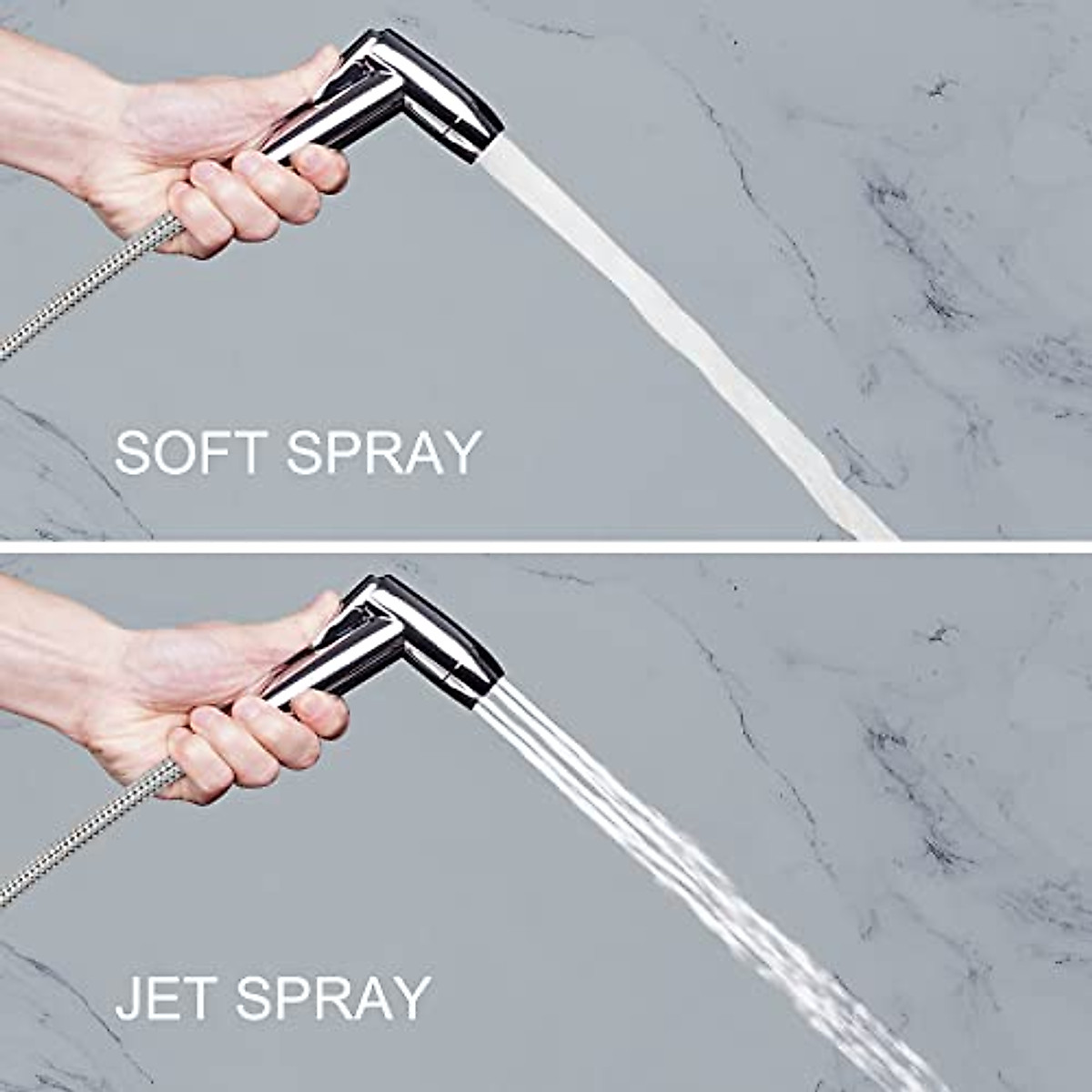 Sink Faucet Hose Sprayer Attachment, Handheld Bidet Toilet Sprayer, 8 Adapters, Dual Function Faucet Sprayer Rinser, Bathroom Shower Head, Baby Cloth Diaper for Feminine Hygiene, Bathing Pets, Chrome