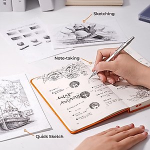 Nicpro 2 PCS Mechanical Pencils 0.5mm & 0.7 mm with Case, Metal Artist Pencil Set with 4 Tubes HB Lead Refills, 2 Erasers, 9 Eraser Refills For Art Writing Drafting, Drawing, Sketch, Silver