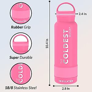 Coldest Insulated Water Bottle with Handle Lid | Leak Proof, Simple Insulated Modern Stainless Steel, Double Walled, Sport Thermos Bottles, Metal Flask | 21oz