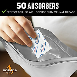 50 Packs 500cc Oxygen Absorbers (10 Pack in Individual Vacuum Bag) FDA Food Safe Oxygen Absorbers For Long Term Food Storage, Works in Mylar Bags for Freeze Drying, Canning, and Dehydrating